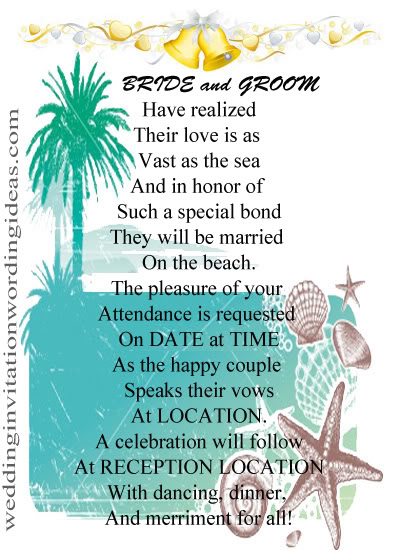 Free Beach Wedding Invitation Wordings Samples