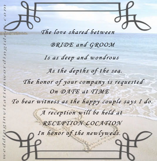 Free Beach Wedding Invitation Wordings Samples