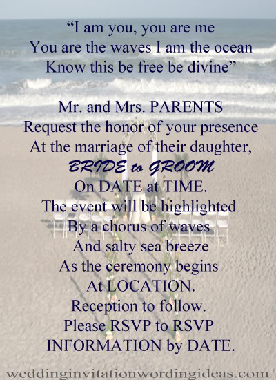 Free Beach Wedding Invitation Wordings Samples